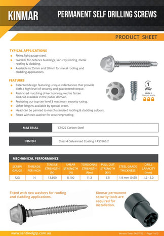 Kinmar Permanent galvanised Self Drilling Screw - gauge x length x box ...